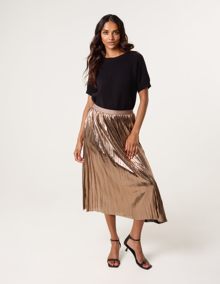 Bronze | Metallic Pleated Tulle Skirt | Blue Vanilla