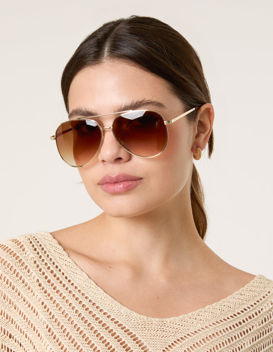 Gold | Gold Frame Aviators | Blue Vanilla