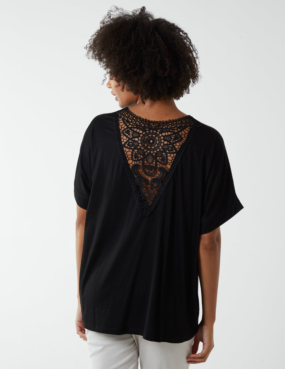 Black | Butterfly Lace Back Top – Blue Vanilla